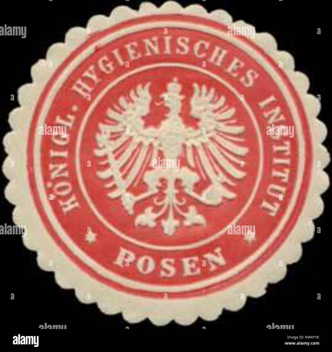 A seal from the Royal Hygiene Institute of Posen, marking official ...