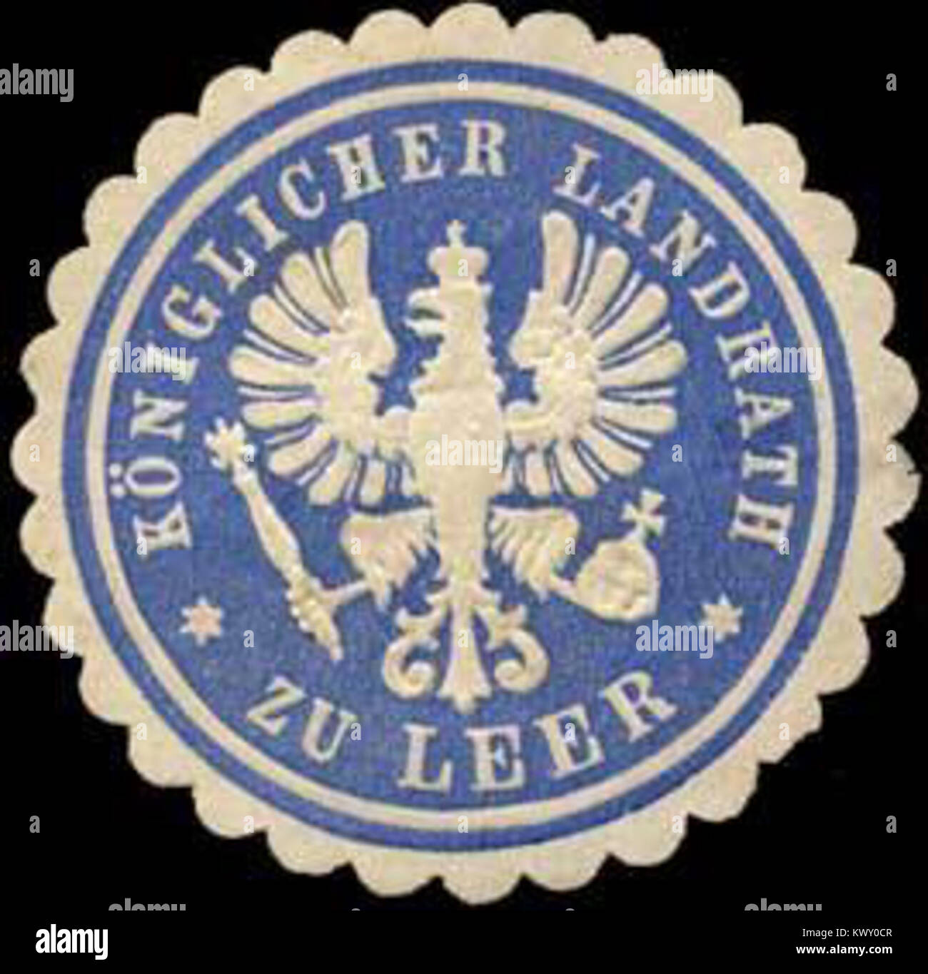 The seal of the Royal District Administrator in Leer, Germany, was used ...