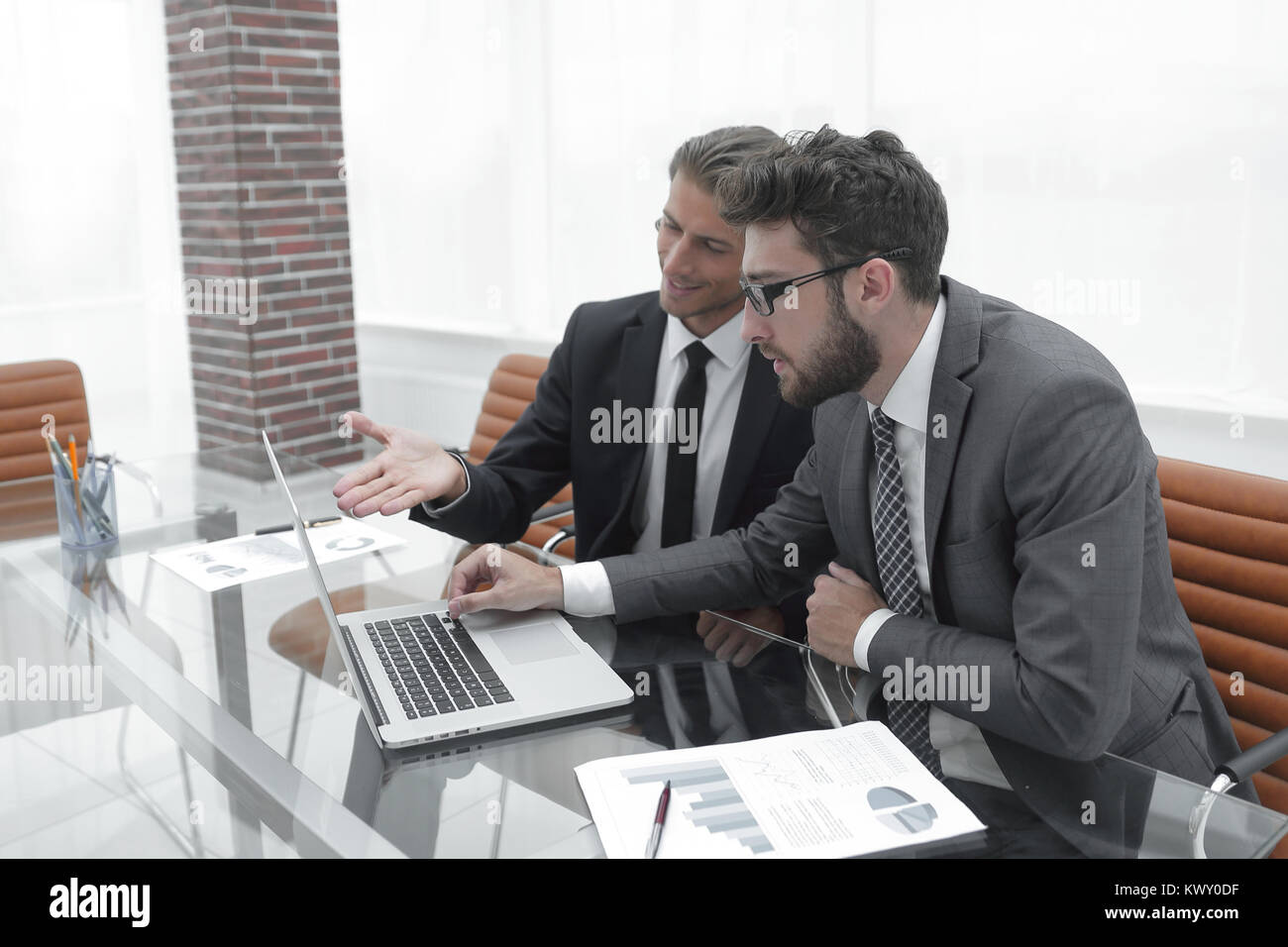 two business people working on laptop. photo with copy space Stock ...
