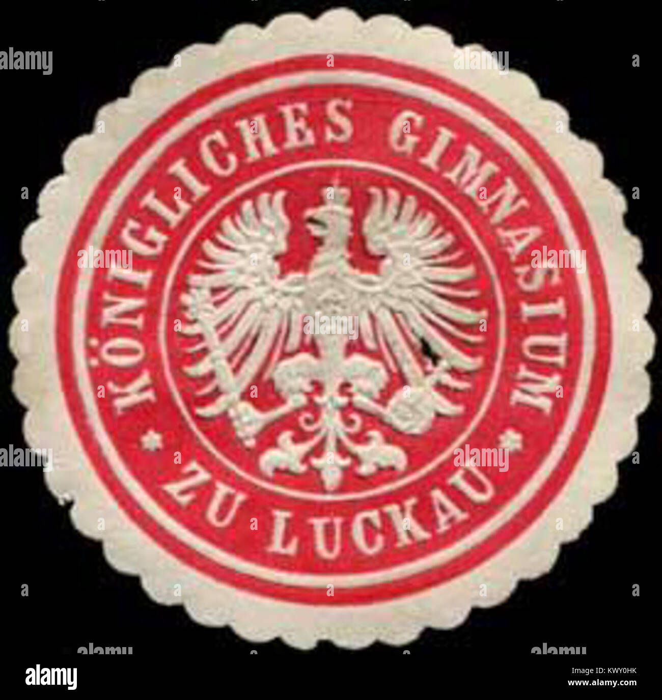 This seal marks the Royal Gymnasium in Luckau, an educational ...