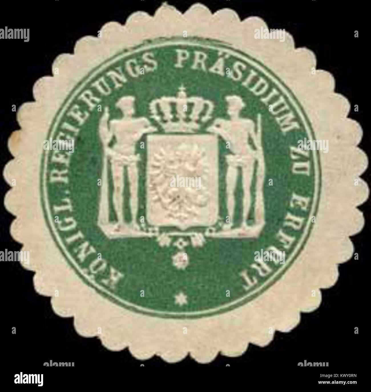 The seal of the Royal Government Presidium in Erfurt, Germany, used for ...