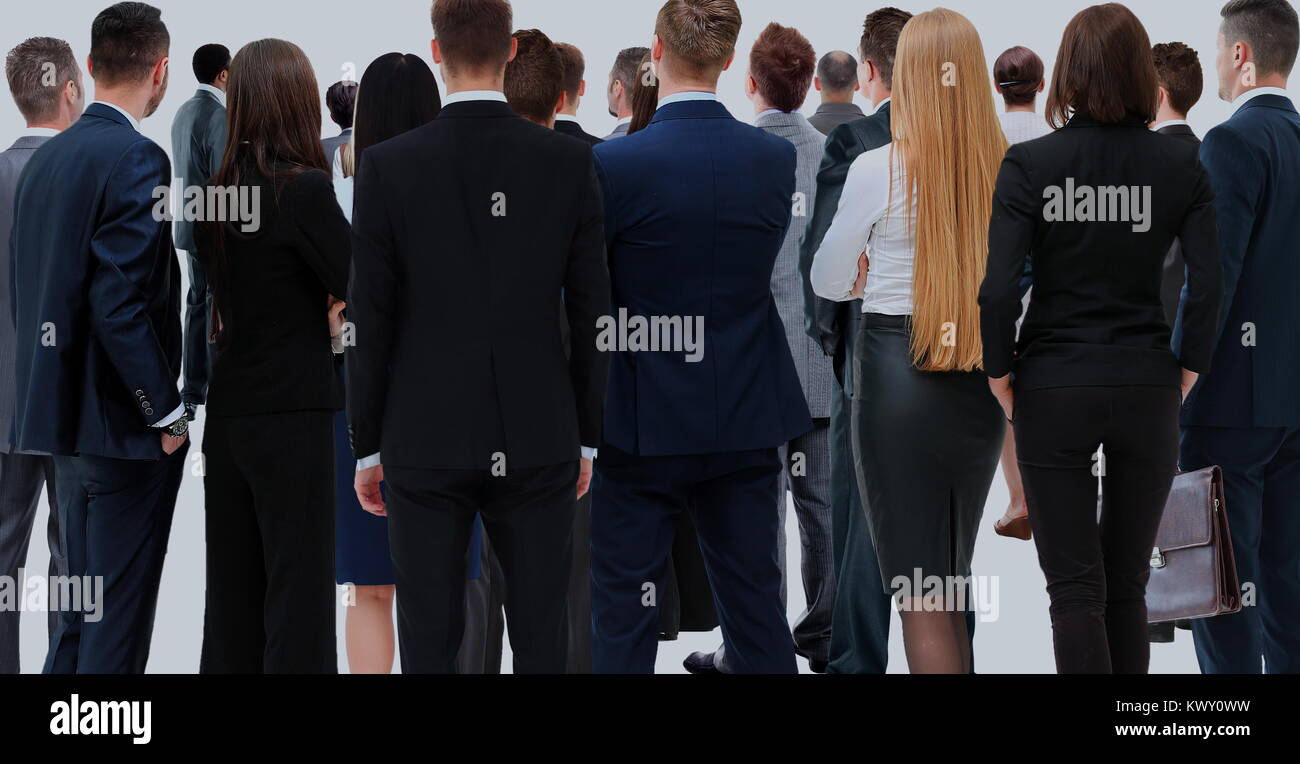 Large group of businesspeople standing back side Stock Photo - Alamy