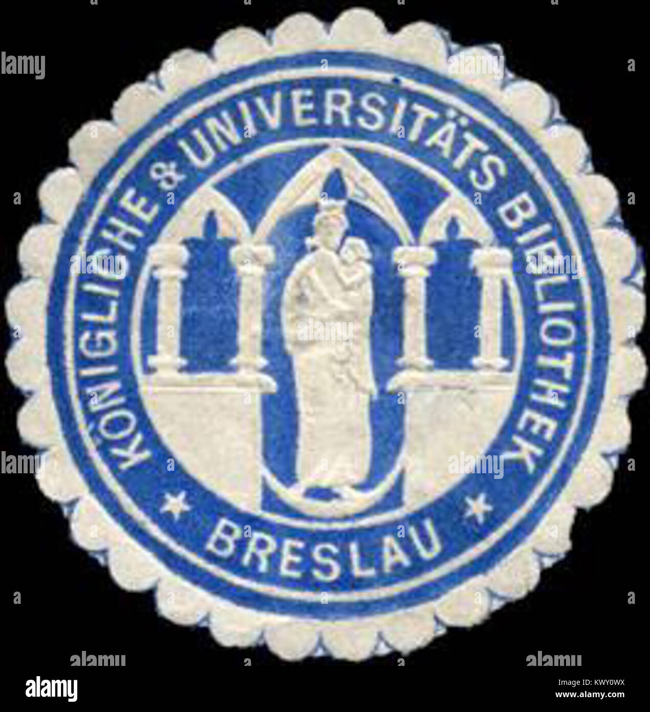 Seal mark of the Royal and University Library in Breslau, used to ...