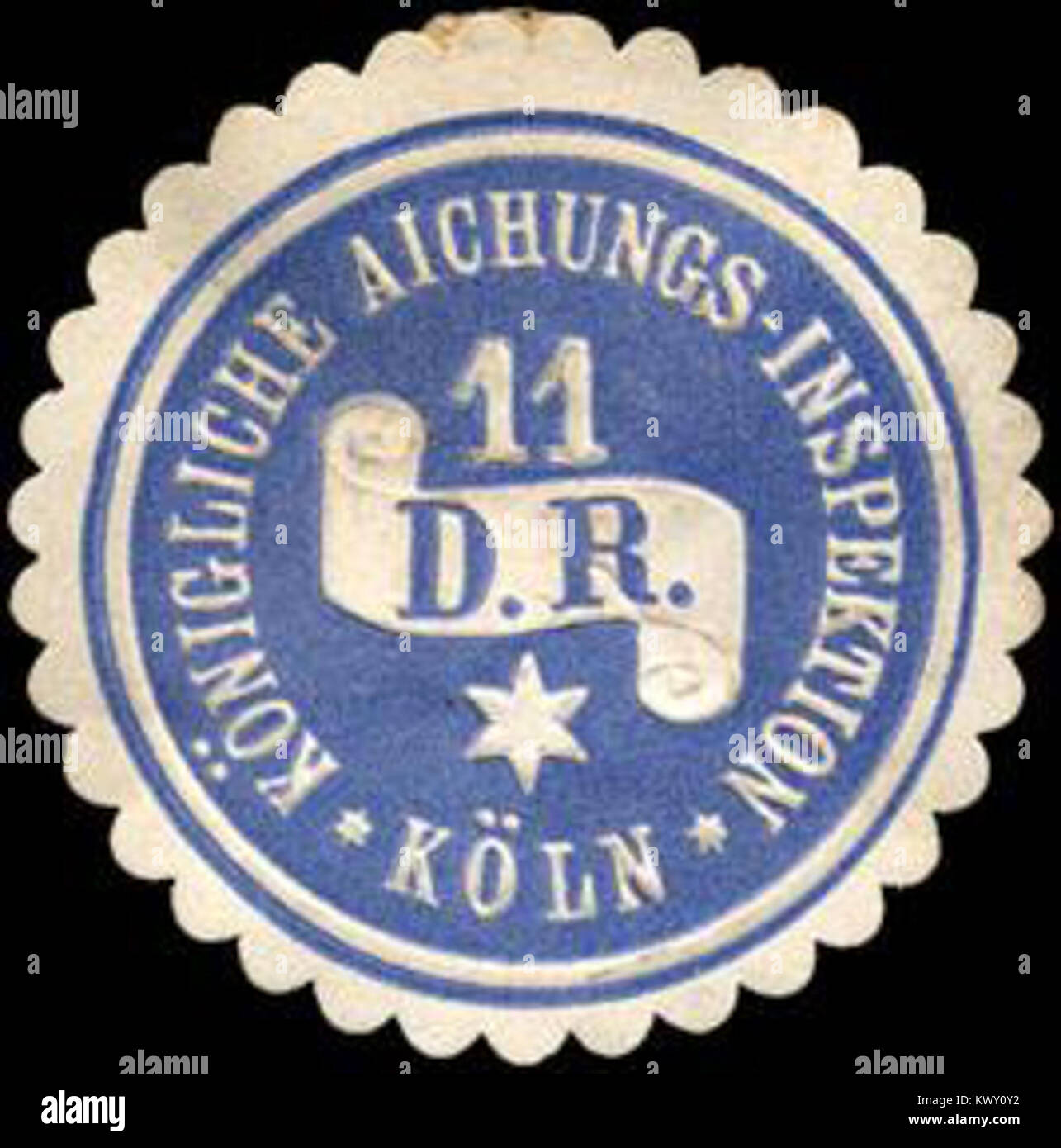 A seal mark from the Royal Inspection Authority in Cologne, Germany ...