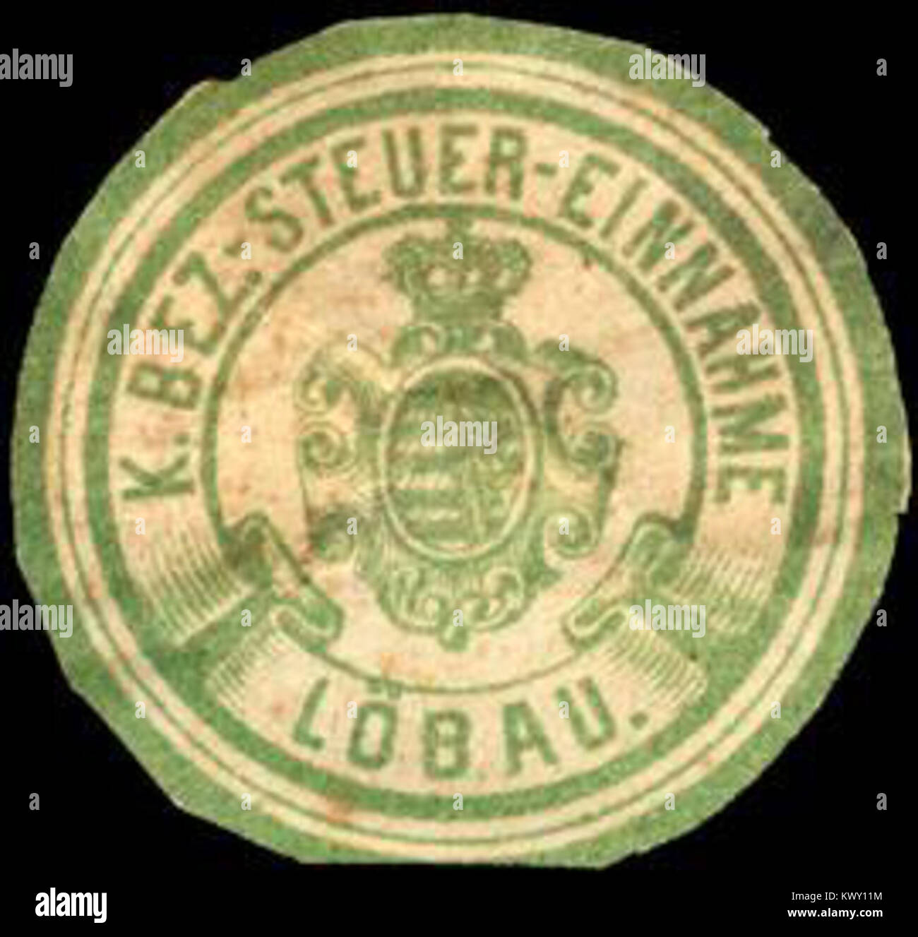 A historical tax seal from the royal district, indicating income and ...