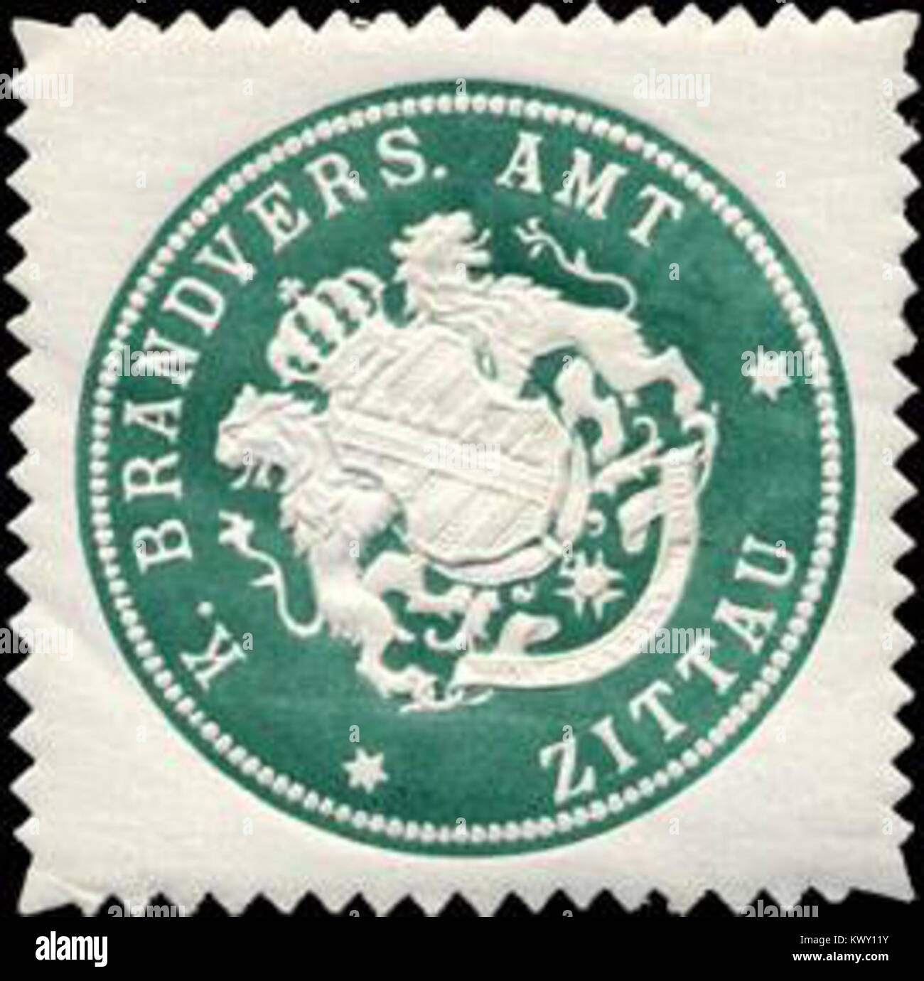 A seal from the Royal Fire Insurance Office in Zittau, Germany, used ...