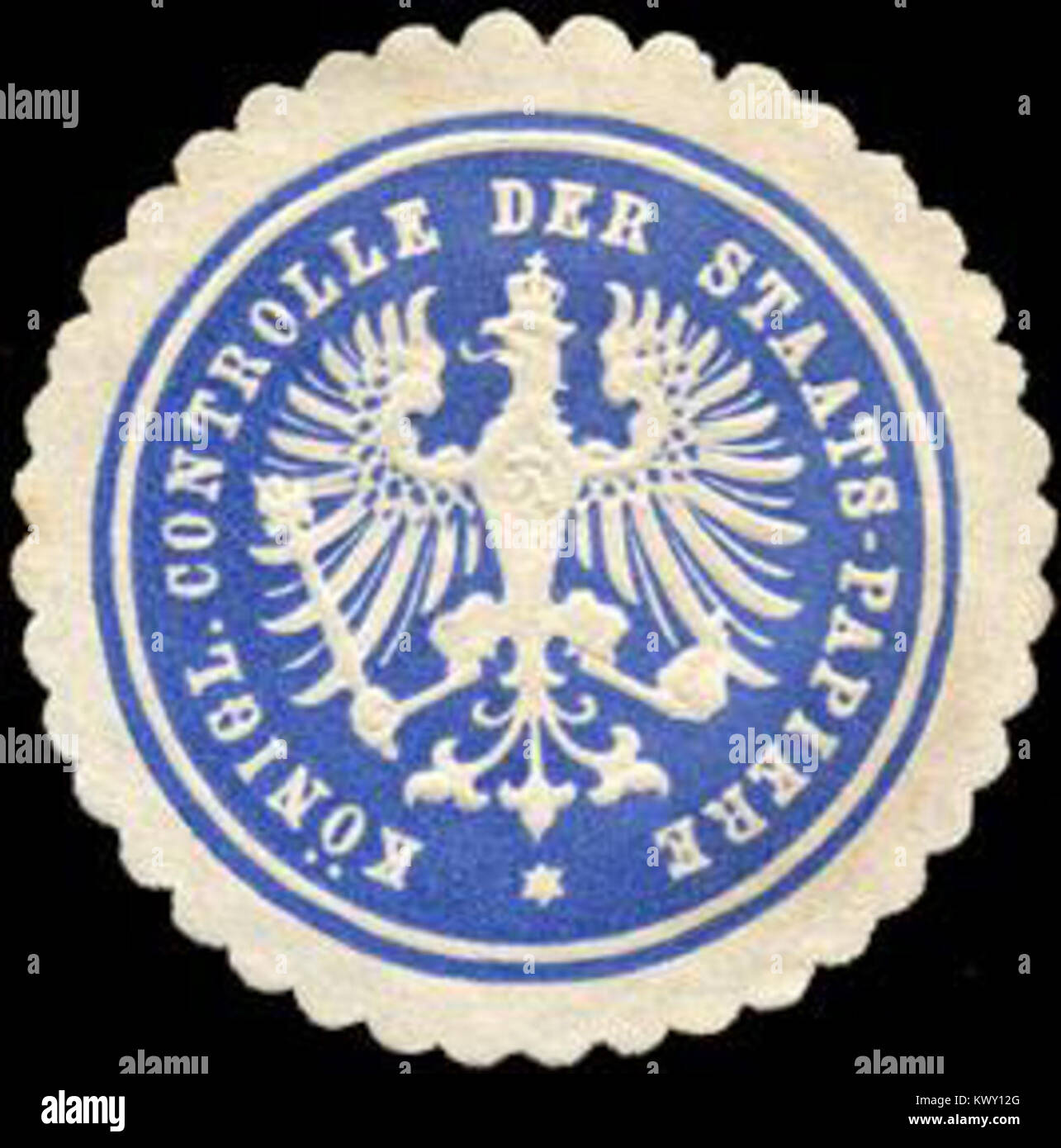 Seal mark of the Royal Control Office for State Papers, Germany. It was ...