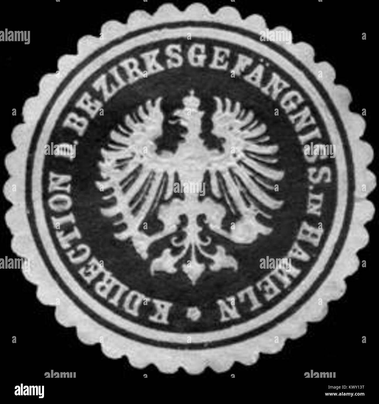 A historical seal from the Royal Directorate of District Prisons in ...