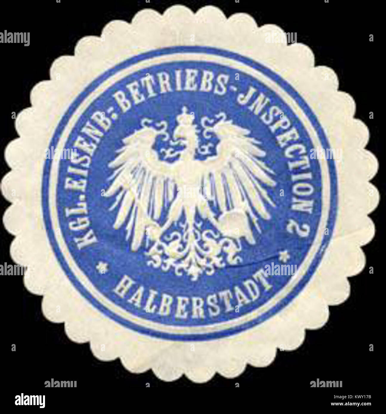 A historical stamp from the Royal Railway of Germany, used for ...