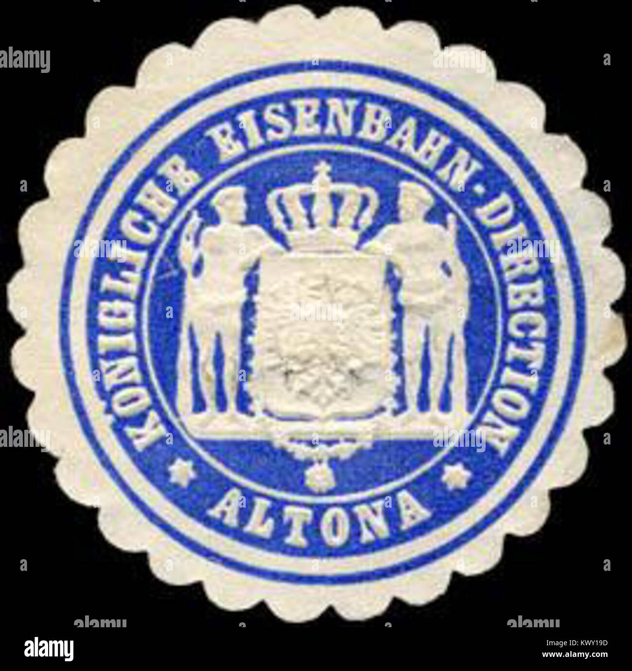Seal of the Royal Railway Directorate in Altona, representing the ...