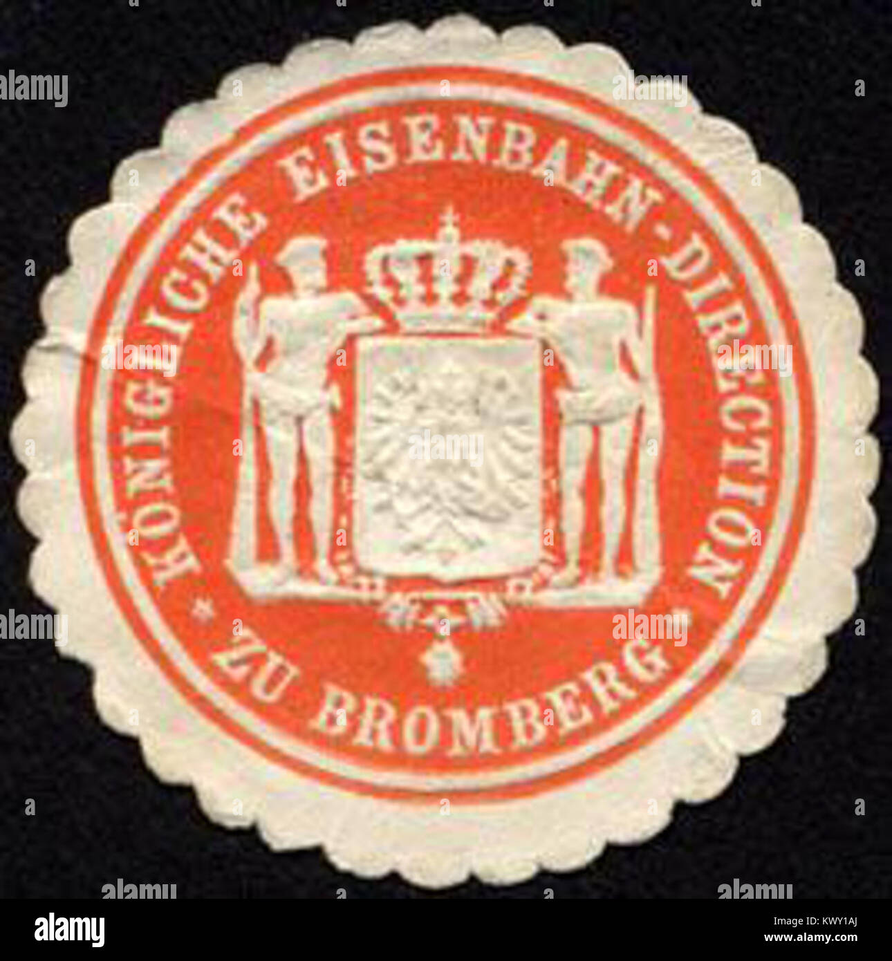 A historical postal seal from the Royal Prussian Railway, indicating ...