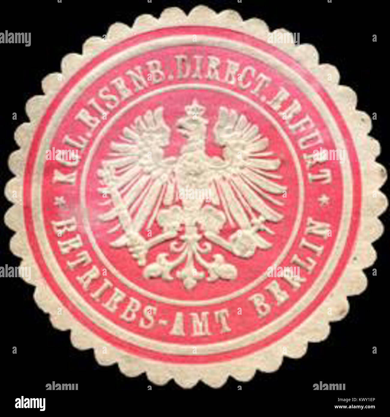 This seal mark from the Royal Railway Directorate in Erfurt, Germany ...