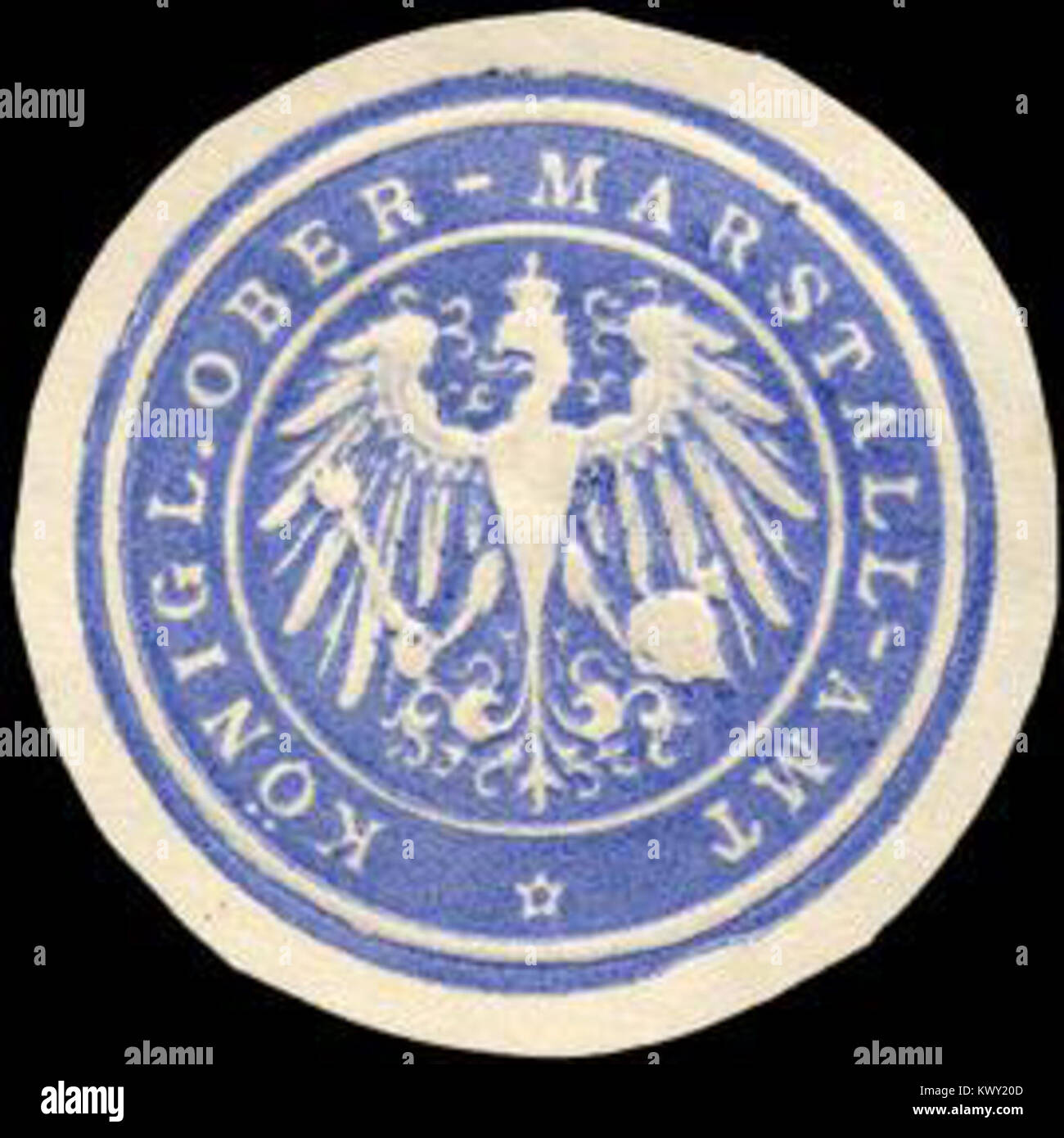Seal mark of the Royal Upper Marstall Office. Historical seal used for ...