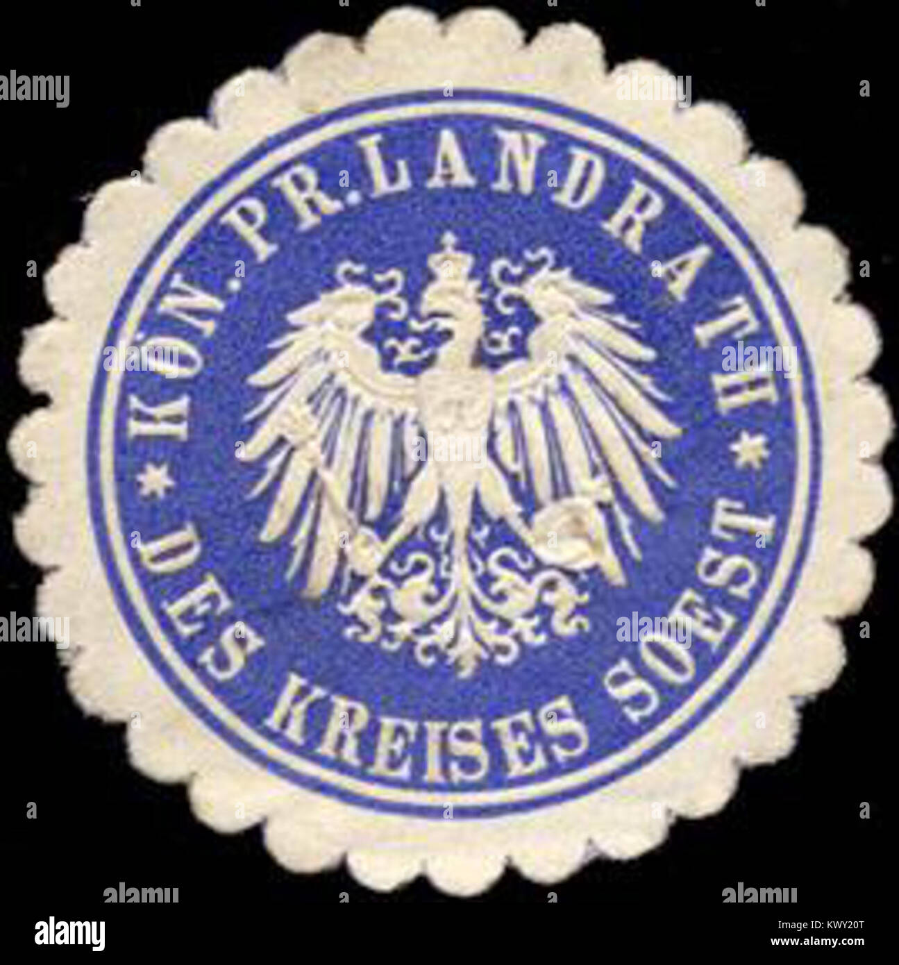 A seal mark from the Royal Prussian Landrat of the Soest district ...