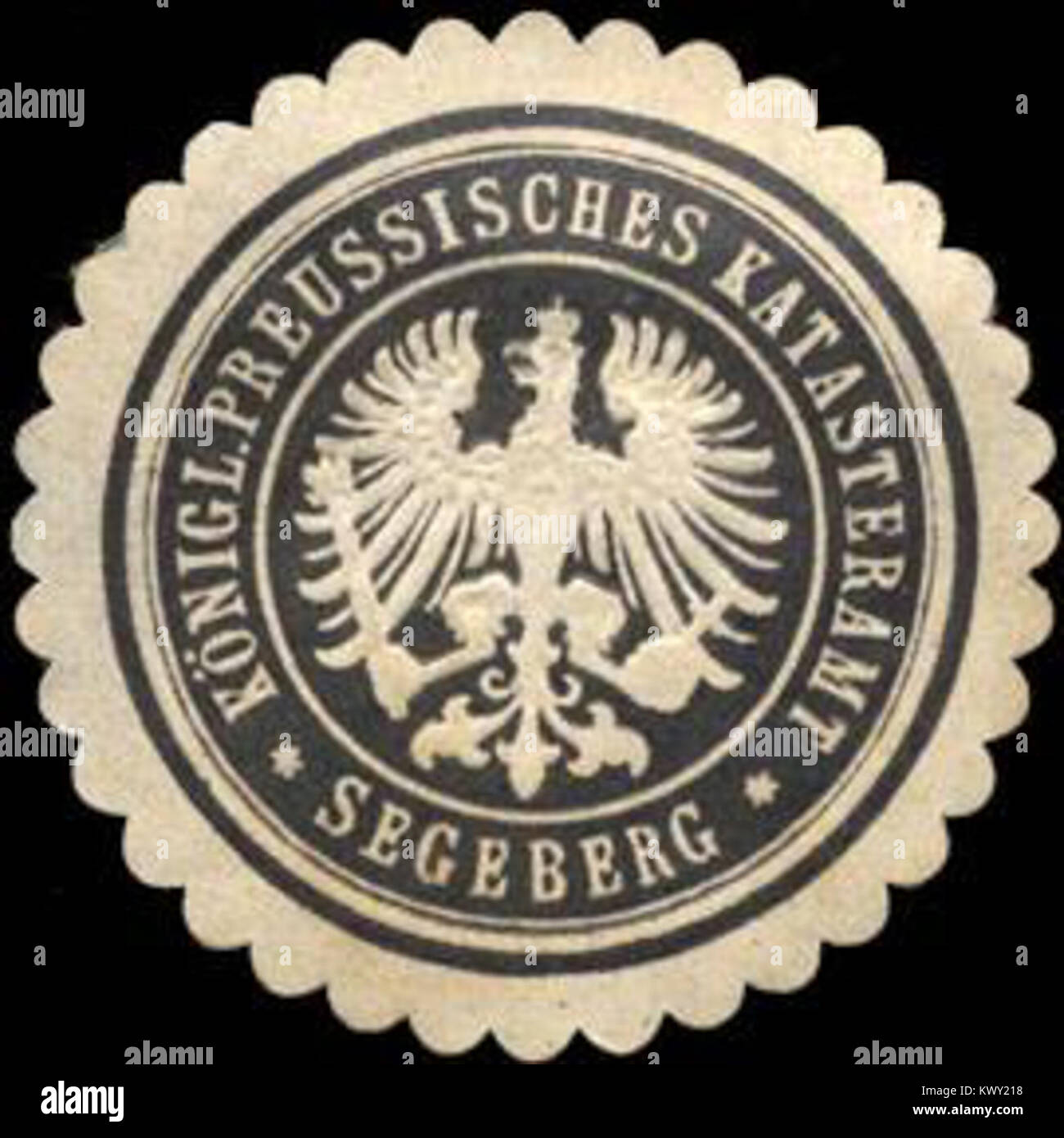 The 'Siegelmarke' from the Royal Prussian Cadastral Office in Segeberg ...