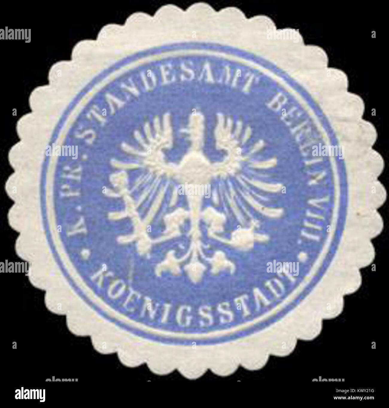 An image of the seal mark from the Royal Prussian Civil Registry in ...