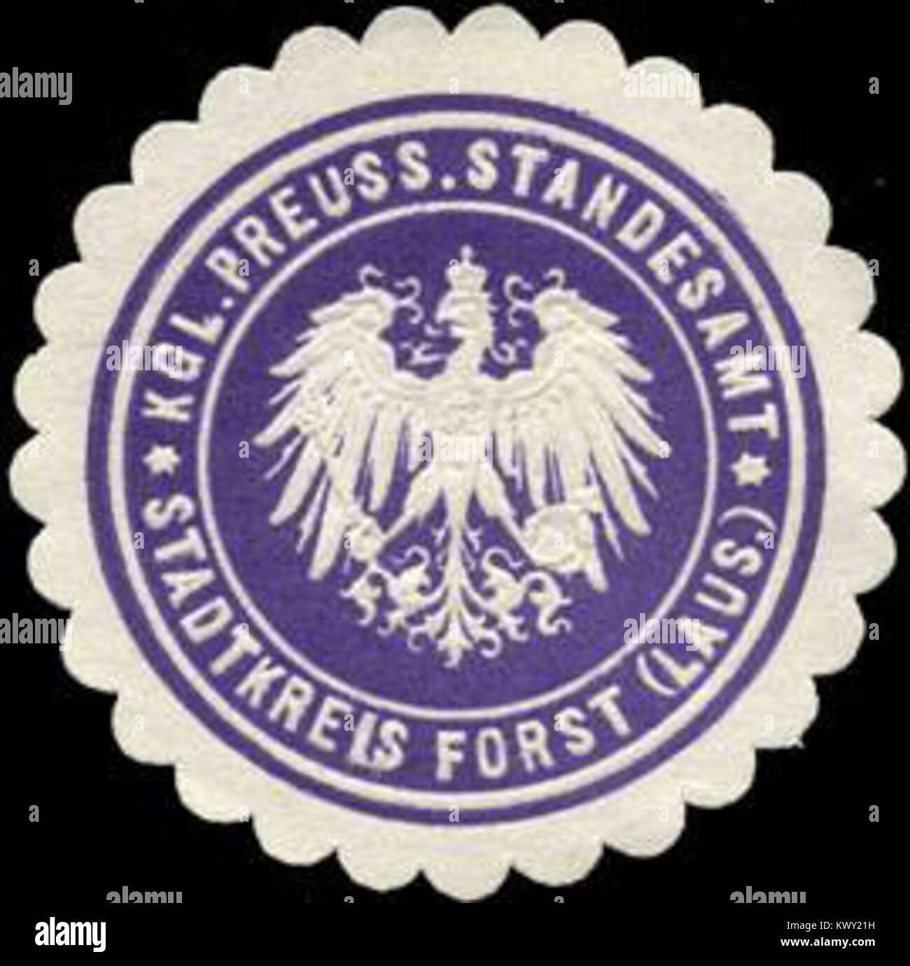 This sealing label was used by the Royal Prussian Civil Registry Office ...