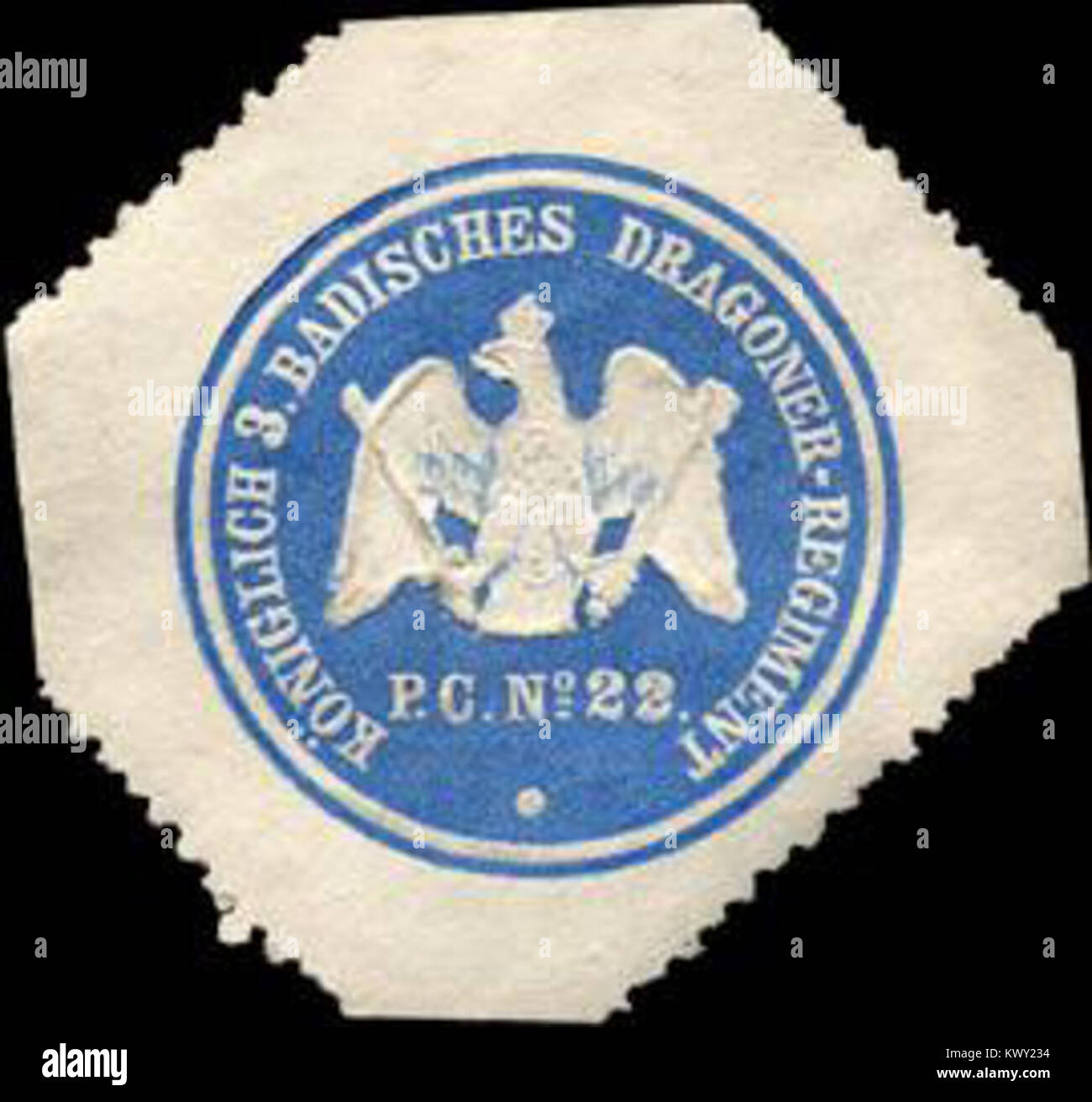This image depicts a seal marking the Royal 3rd Baden Dragoon Regiment ...