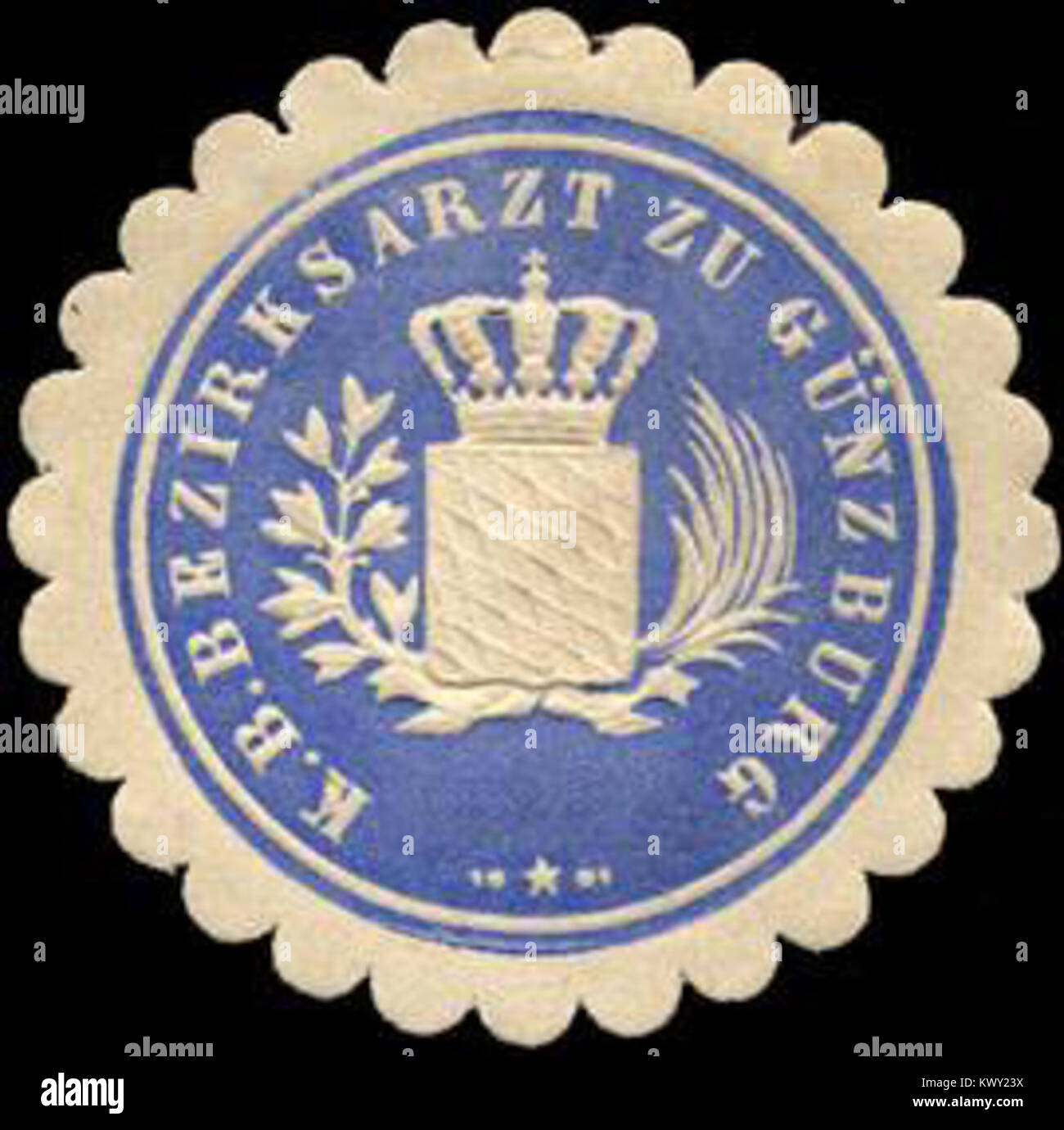 The seal represents the official emblem of the Royal Bavarian District ...