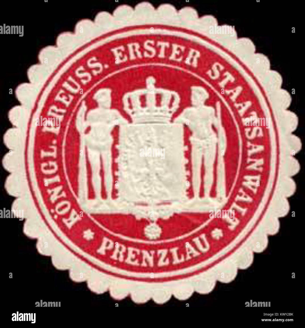 A seal mark from the Royal Prussian First Public Prosecutor in Prenzlau ...