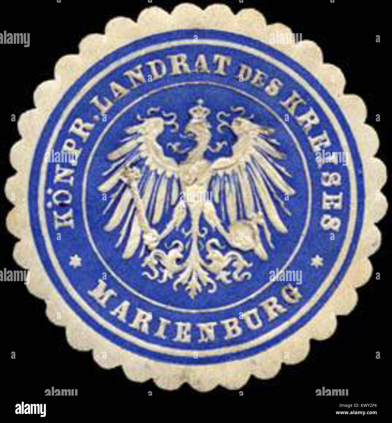 A seal from the Royal Prussian Landrat of Marienburg, symbolizing ...