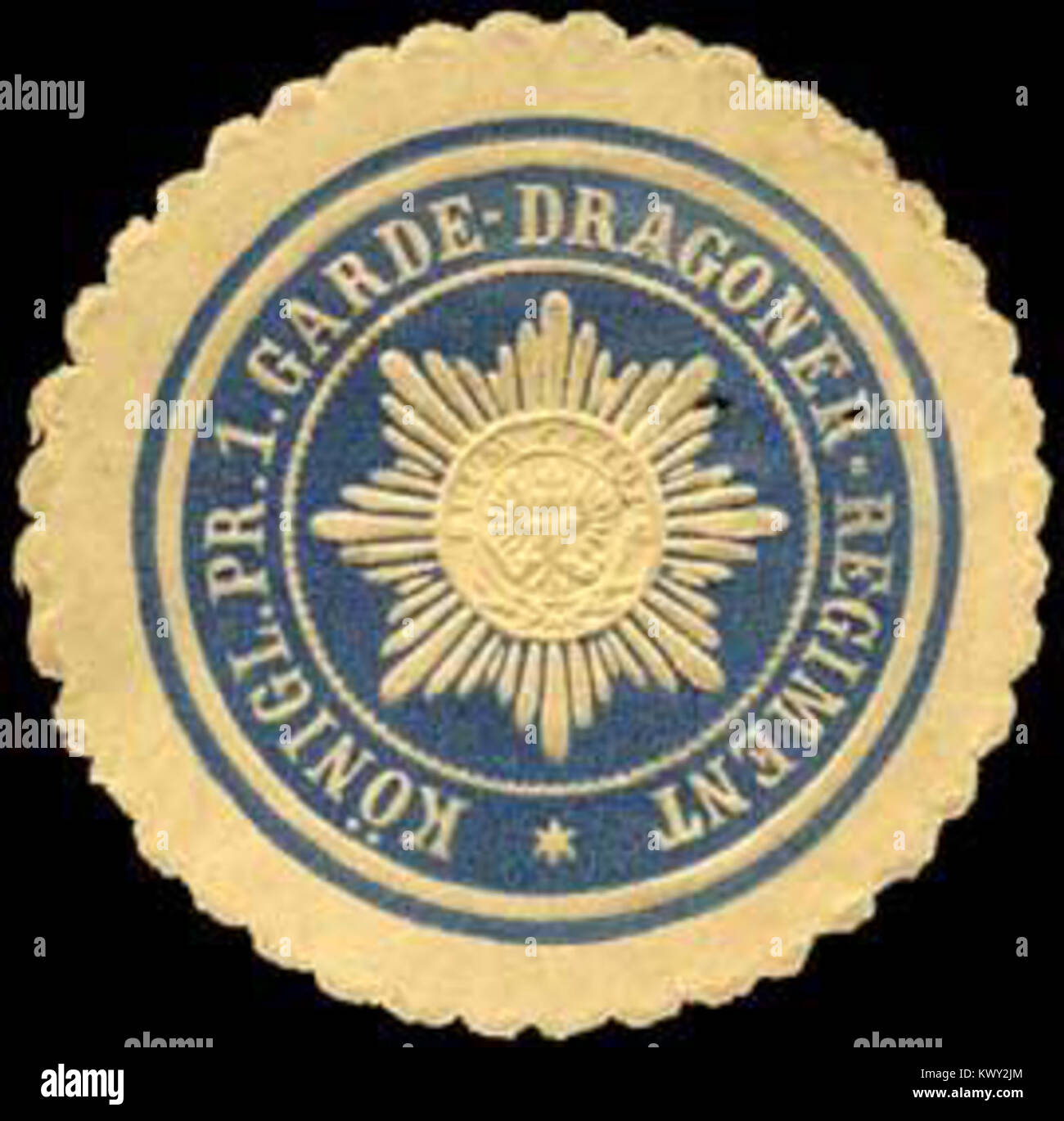 A historical seal of the Royal Prussian 1st Guard Dragoons Regiment, a ...