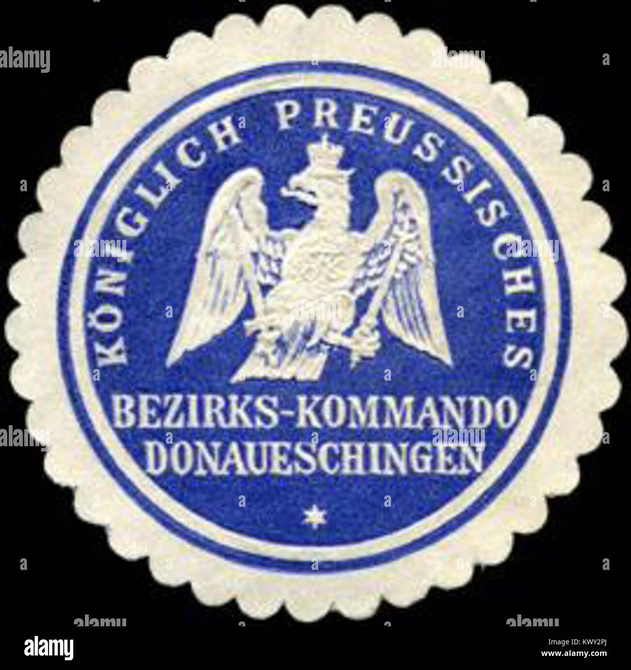 The seal from the Royal Prussian District Command of Donaueschingen ...