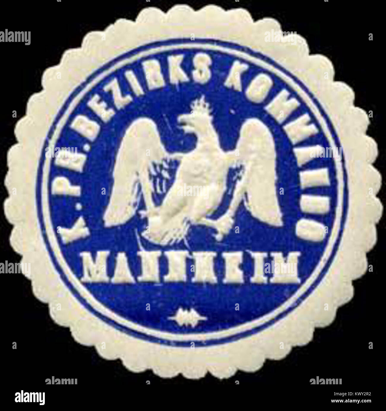 A seal from the Royal Prussian District Command in Mannheim, marking ...