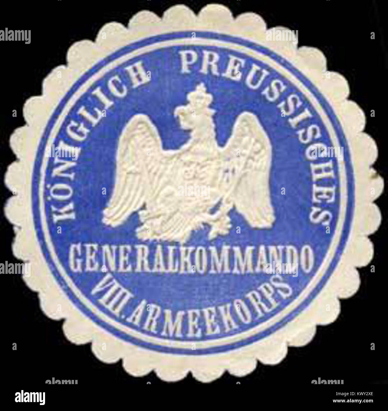This seal represents the Royal Prussian General Command VIII Army Corps ...
