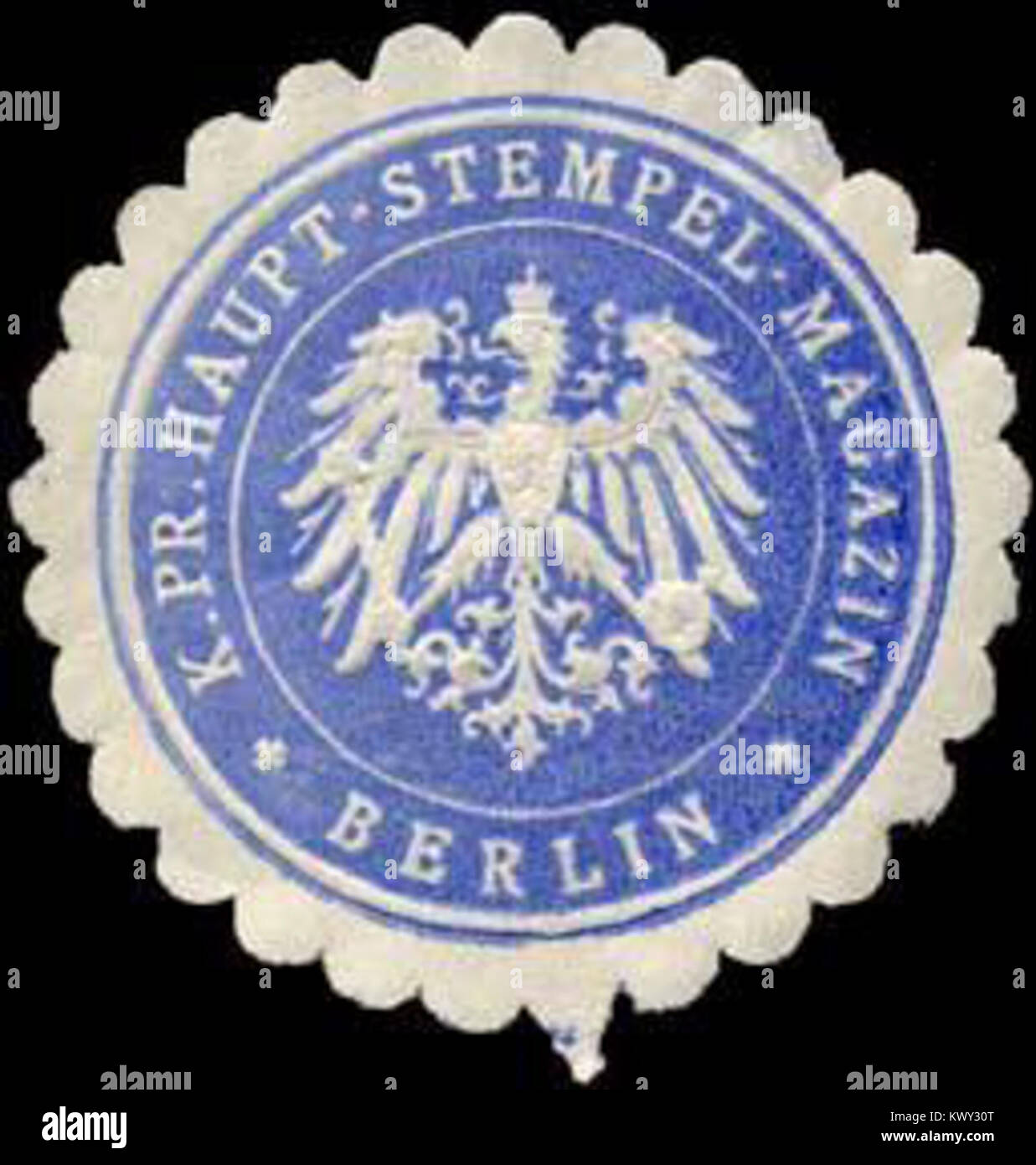 The stamp depicts a royal Prussian official seal from the 19th century ...