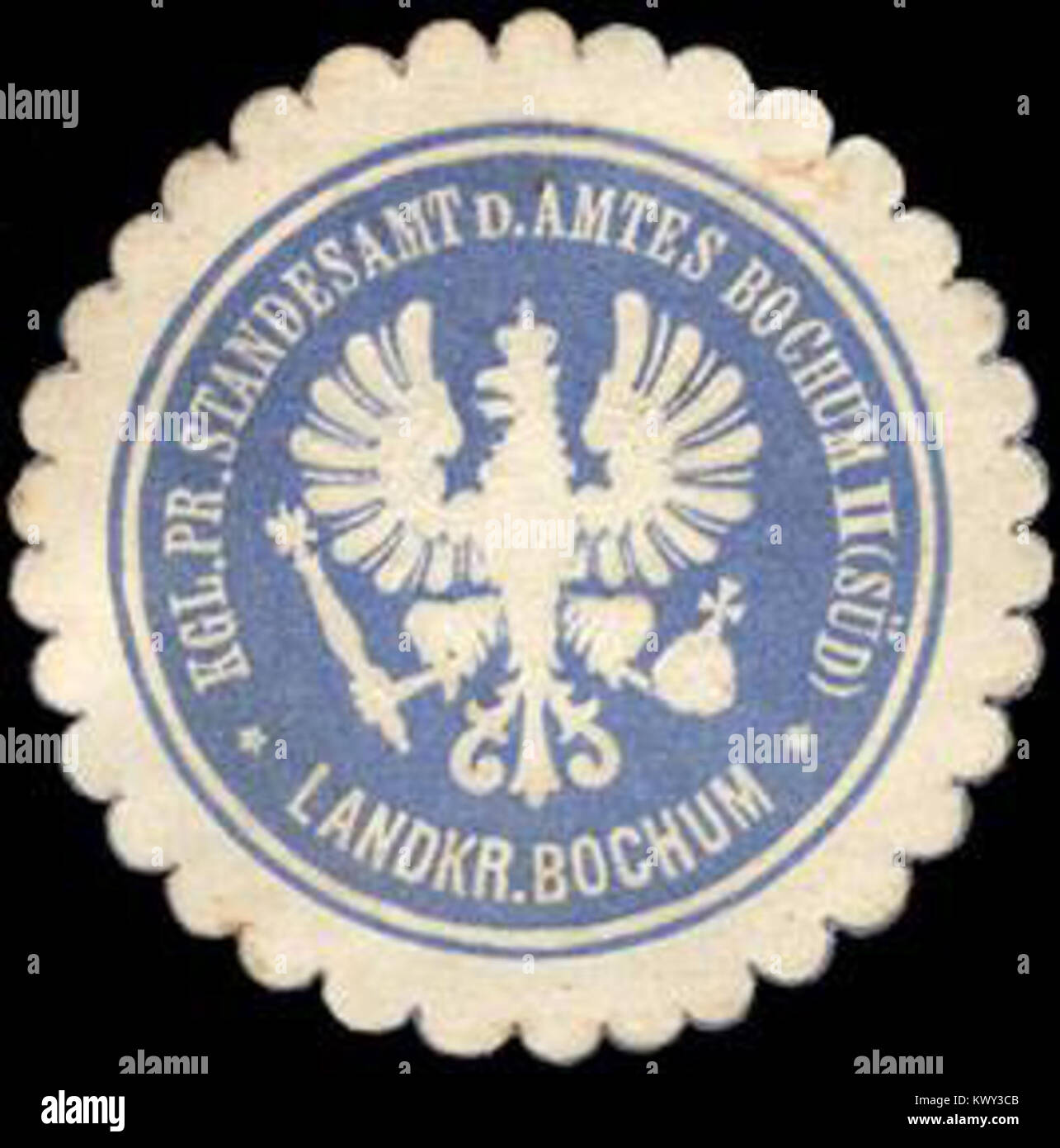 A historical seal used by the Royal Prussian Civil Registry Office of ...