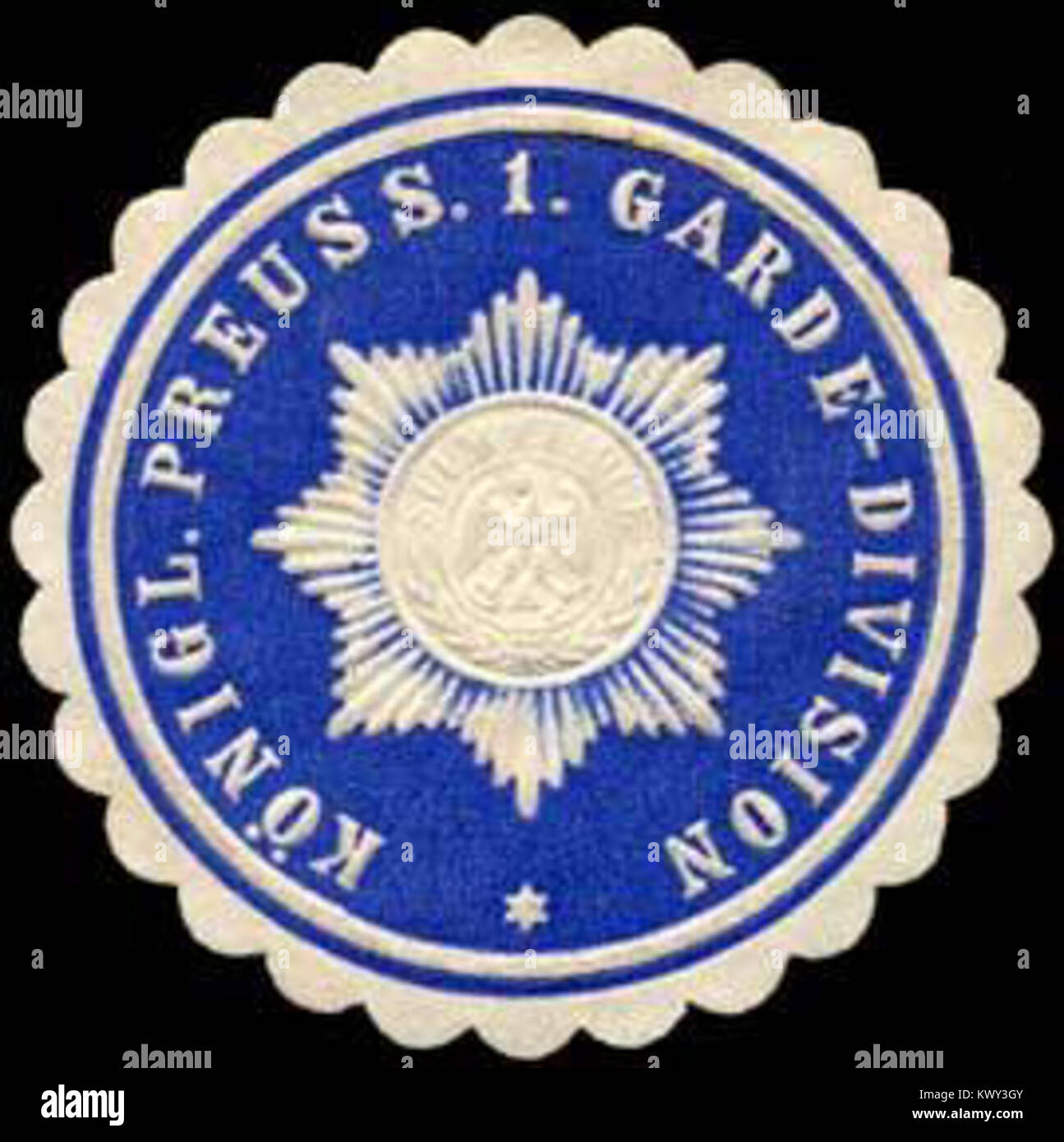This image shows the seal mark of the Royal Prussian 1st Guard Division ...