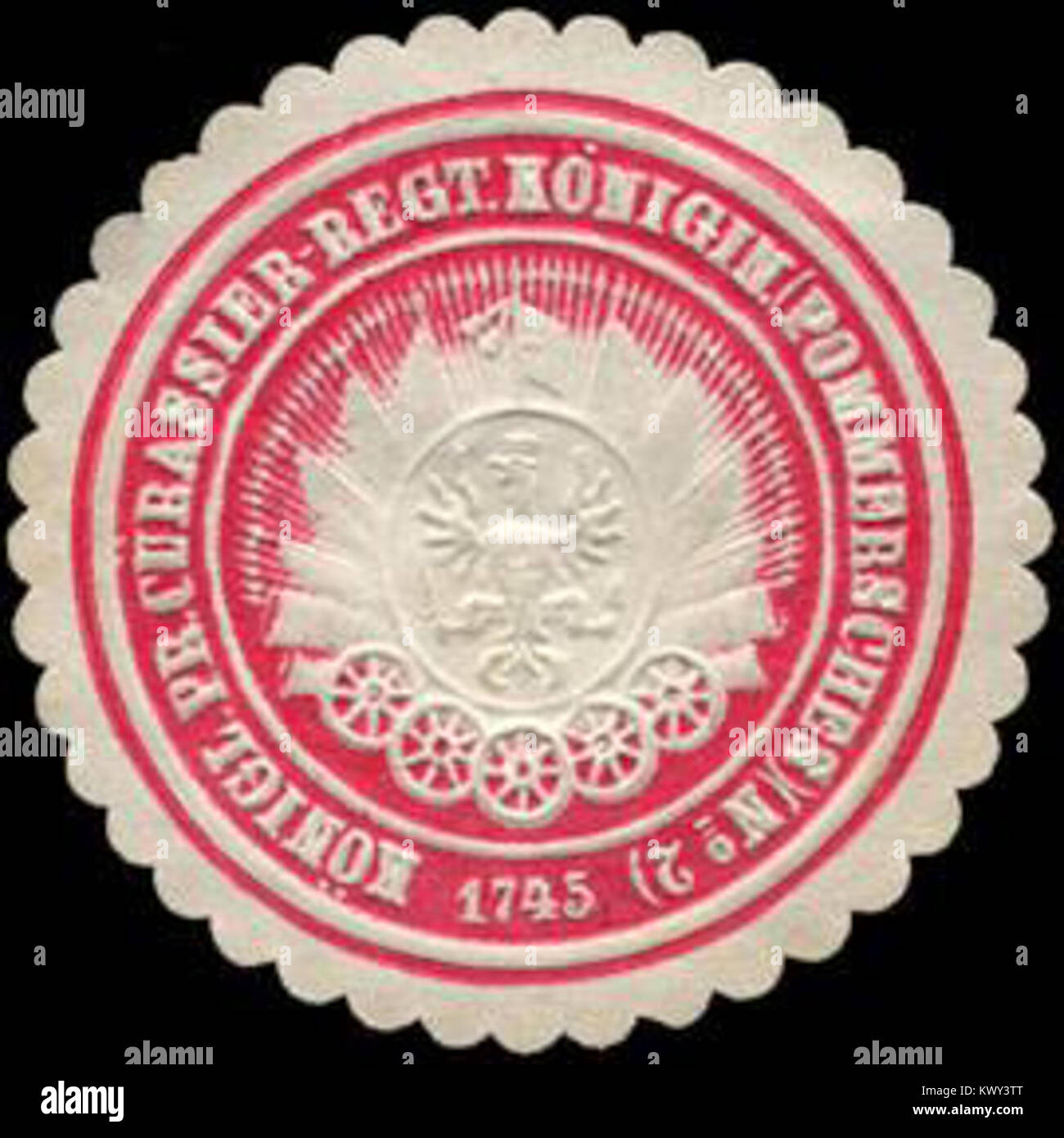 This seal mark represents the Royal Prussian Cuirassier Regiment Queen ...