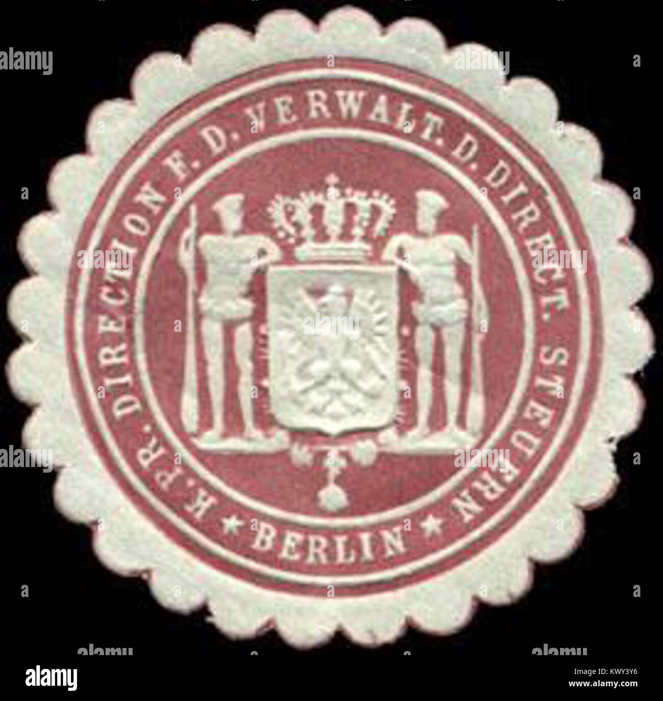 An official seal from the Prussian administration, used for the ...