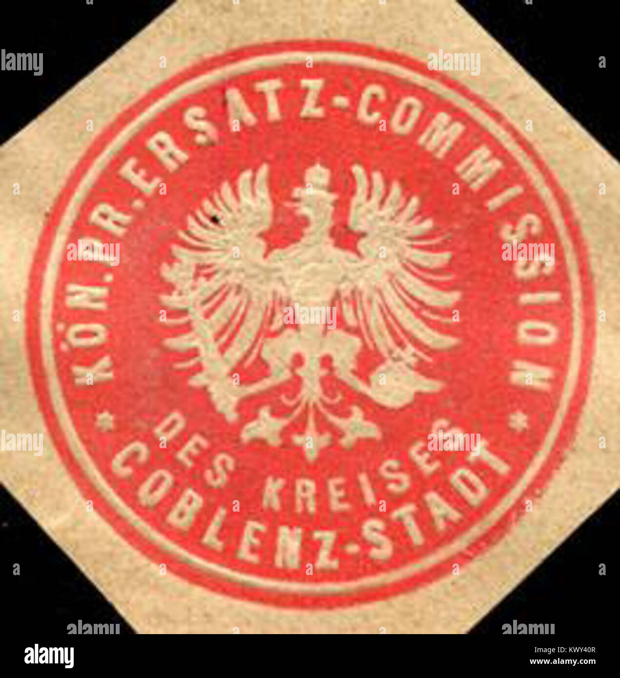 This image shows the seal of the Royal Prussian Ersatz Commission from the Coblenz district ...