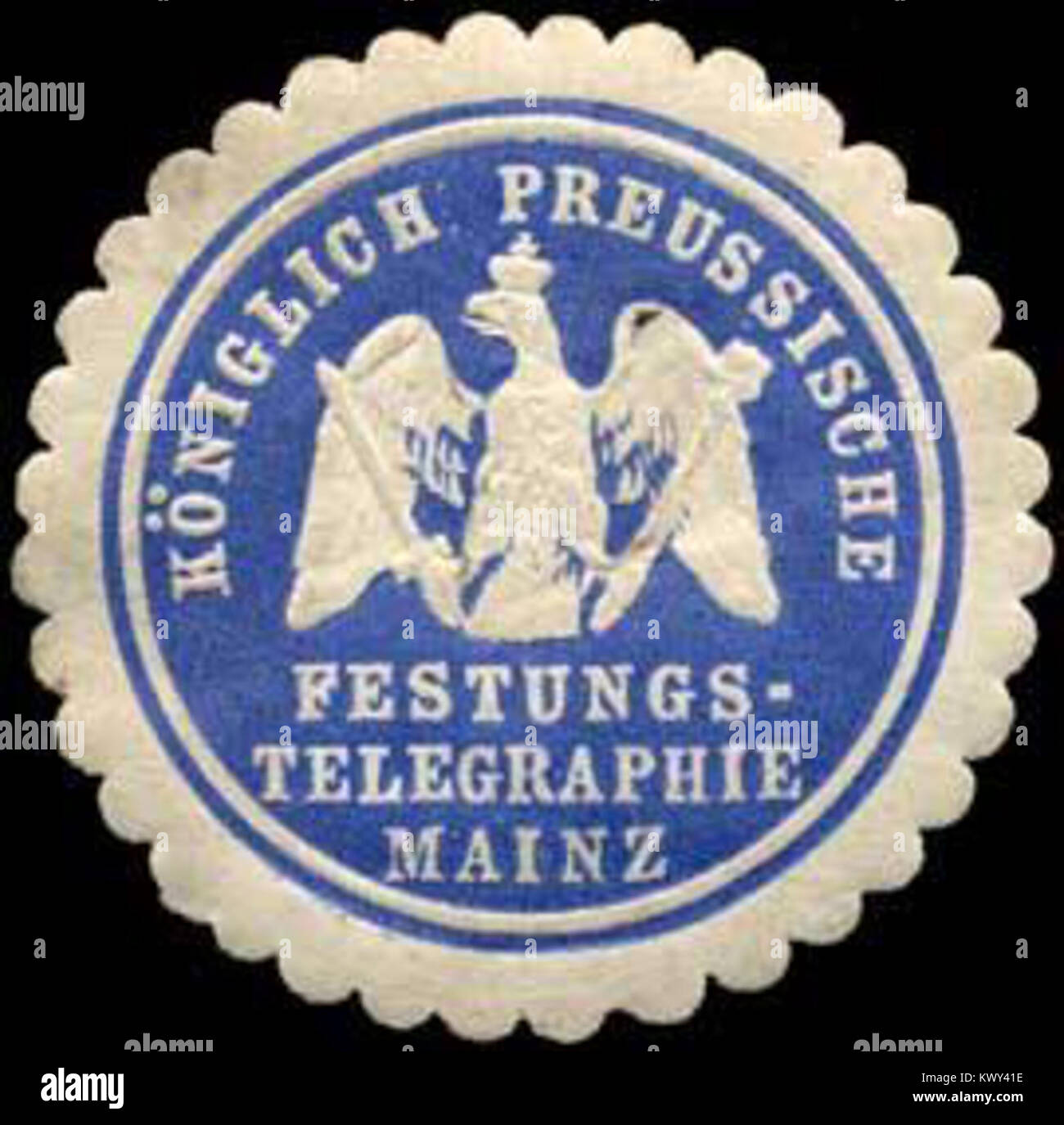 This seal represents the Royal Prussian Fortress Telegraph in Mainz ...