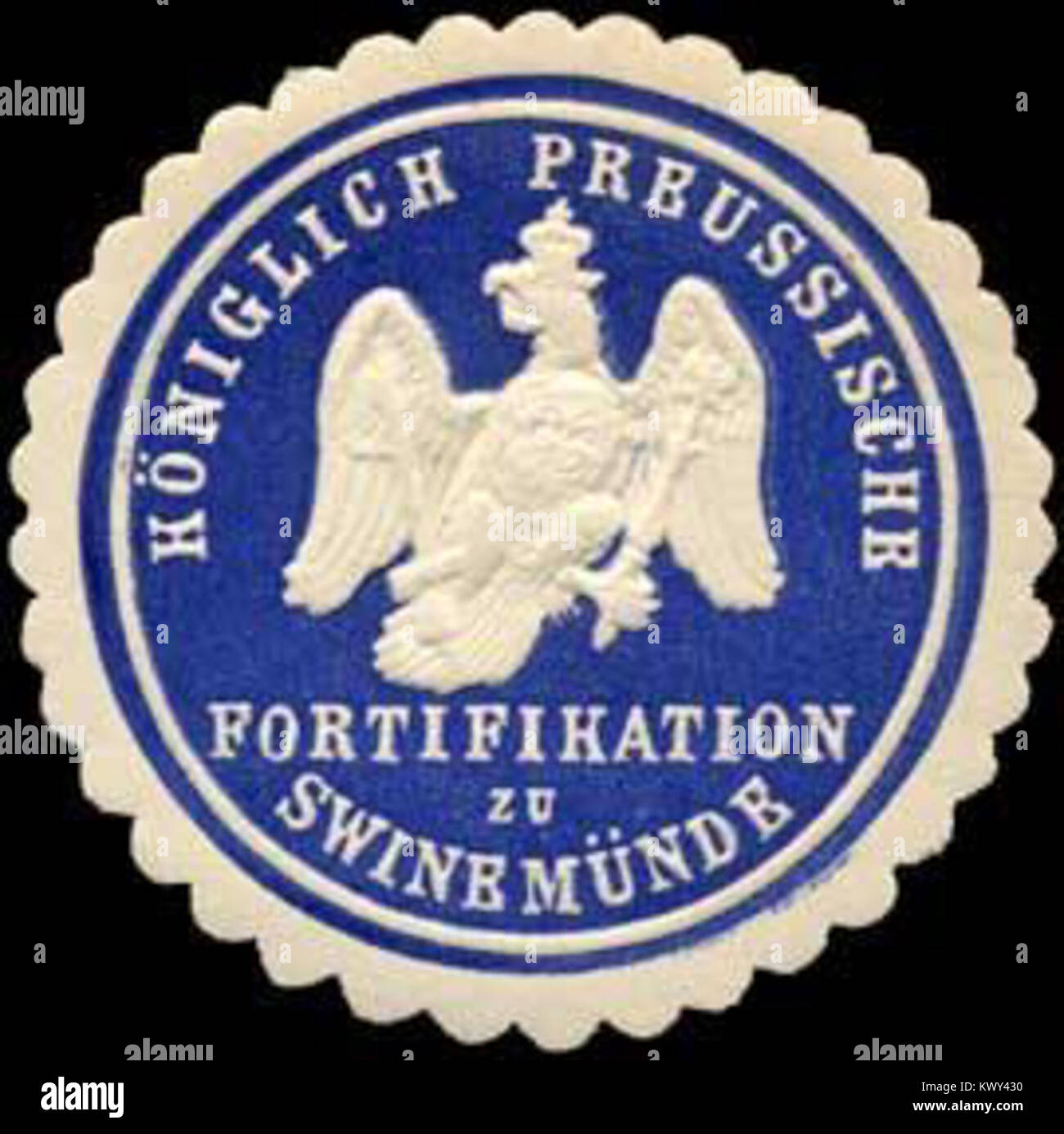 The seal of the Royal Prussian Fortification in Swinemünde represents ...
