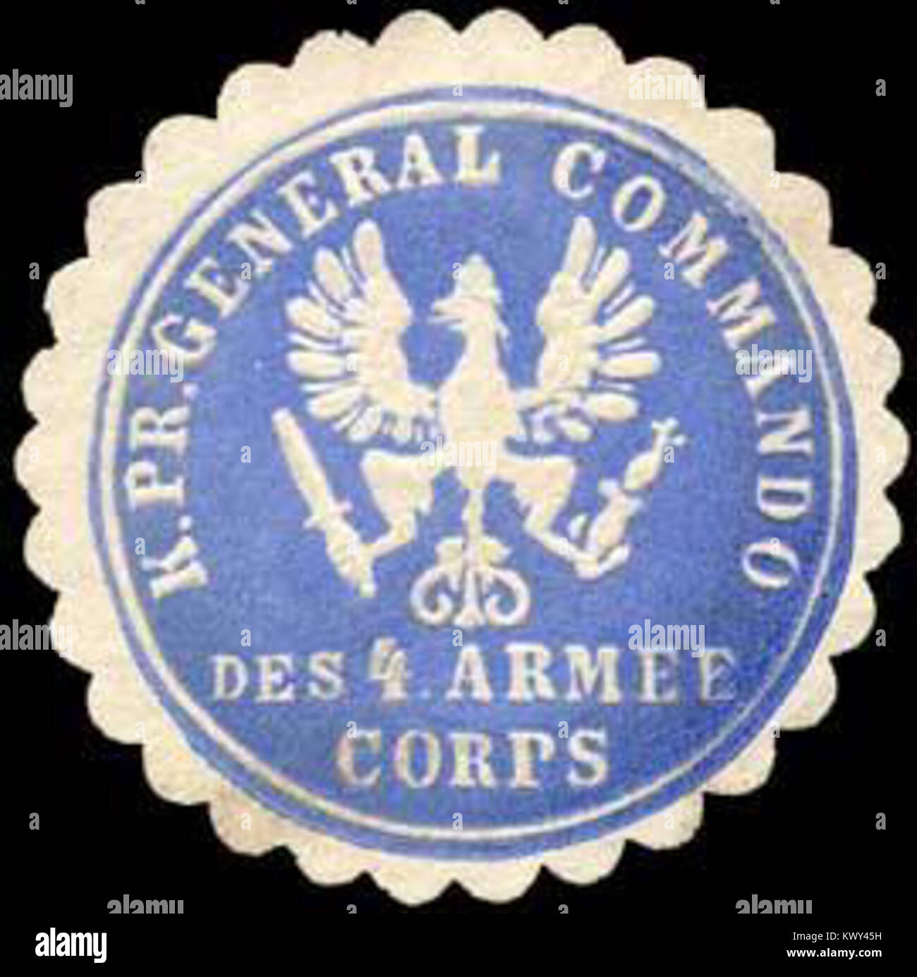 A historical Prussian seal used by the General Command of the 4th Army ...