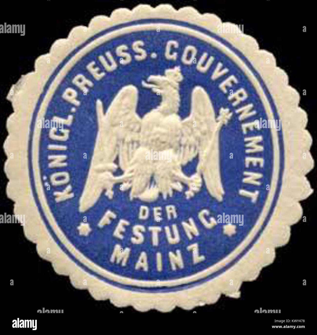 A seal from the Royal Prussian Government of the Mainz Fortress ...