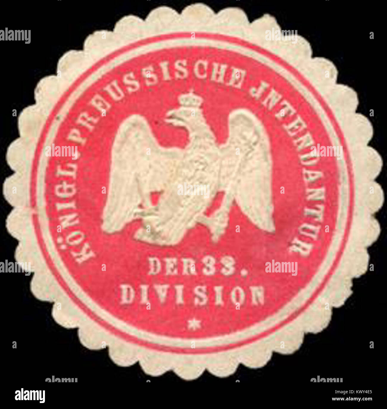 This seal marks the Royal Prussian Intendanture of the 33rd Division ...