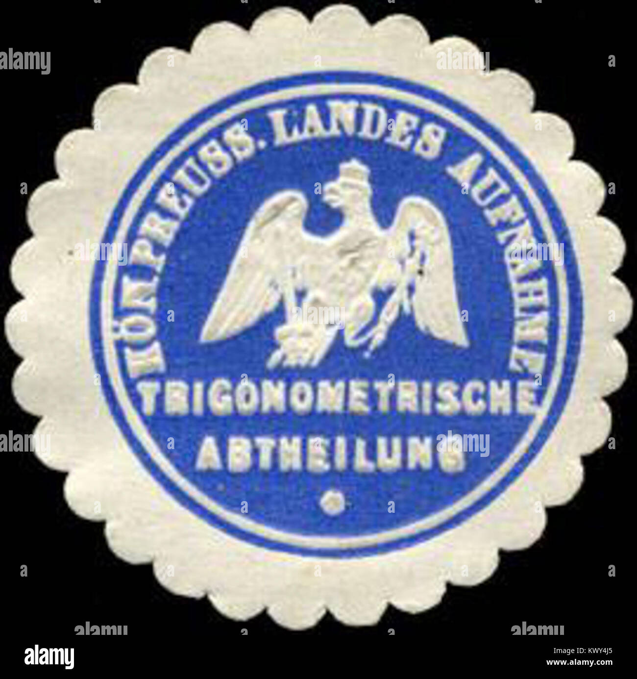 This image depicts a royal seal of the Prussian Land Survey, used by ...