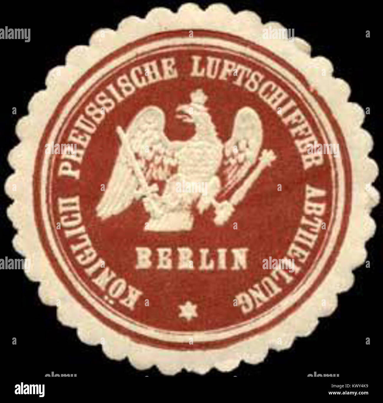 This stamp represents the Königliche Preußische Luftschiffer Abtheilung ...
