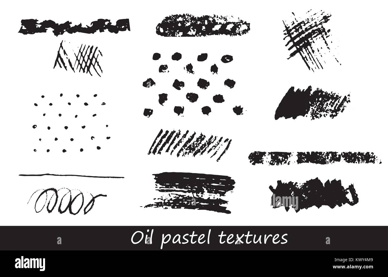Set of oil pastel brush strokes and design elements Stock Vector Image ...