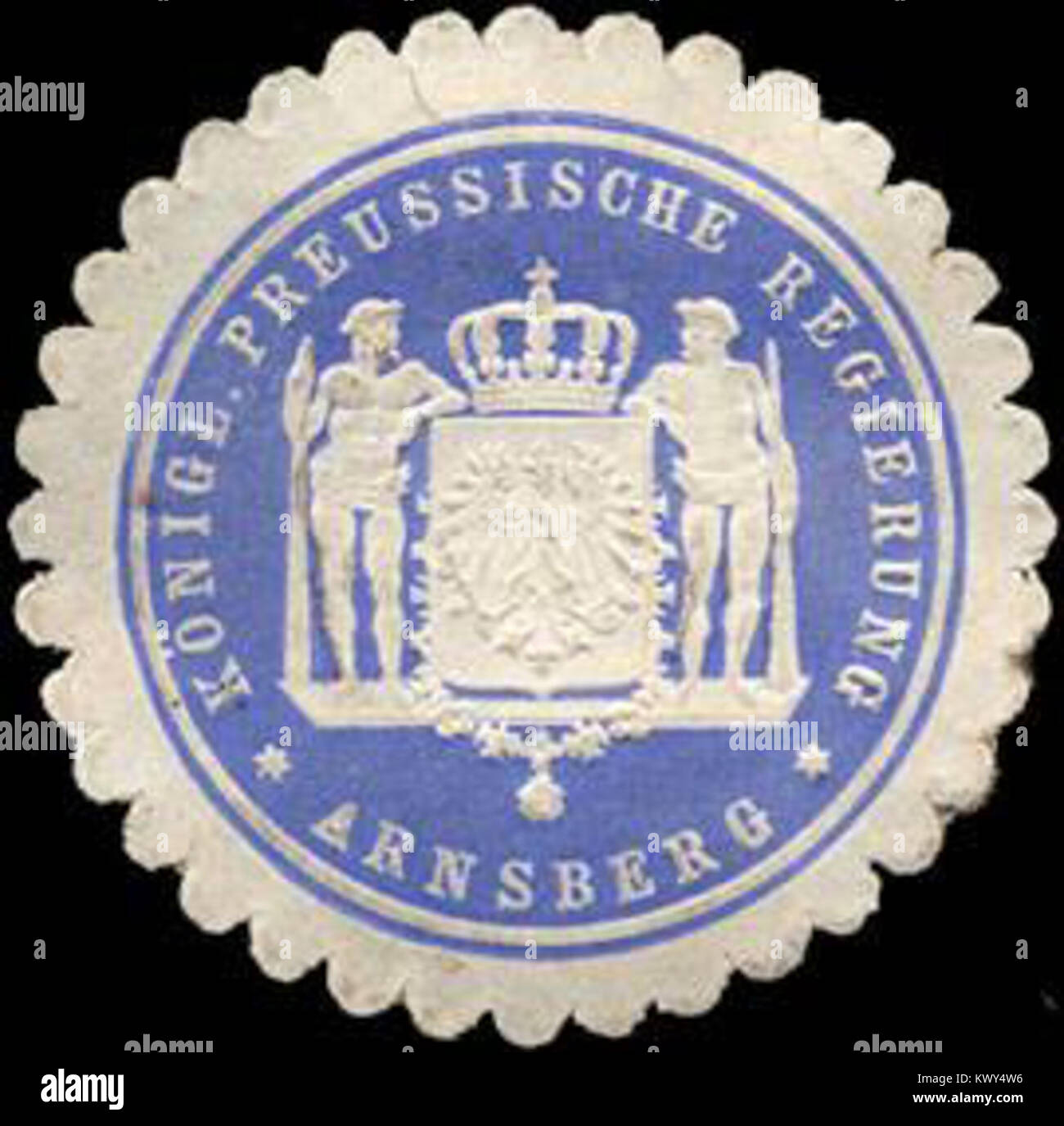 A Royal Prussian government seal from Arnsberg, circa 1900. This ...