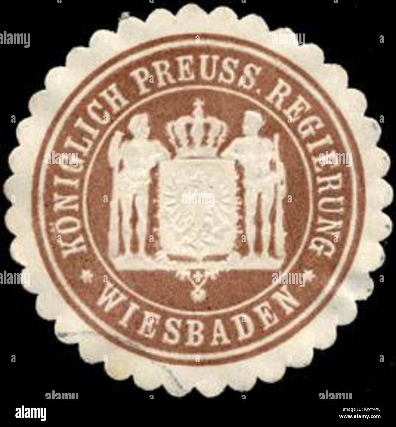 Royal Prussian Government seal from Wiesbaden, Germany, representing ...