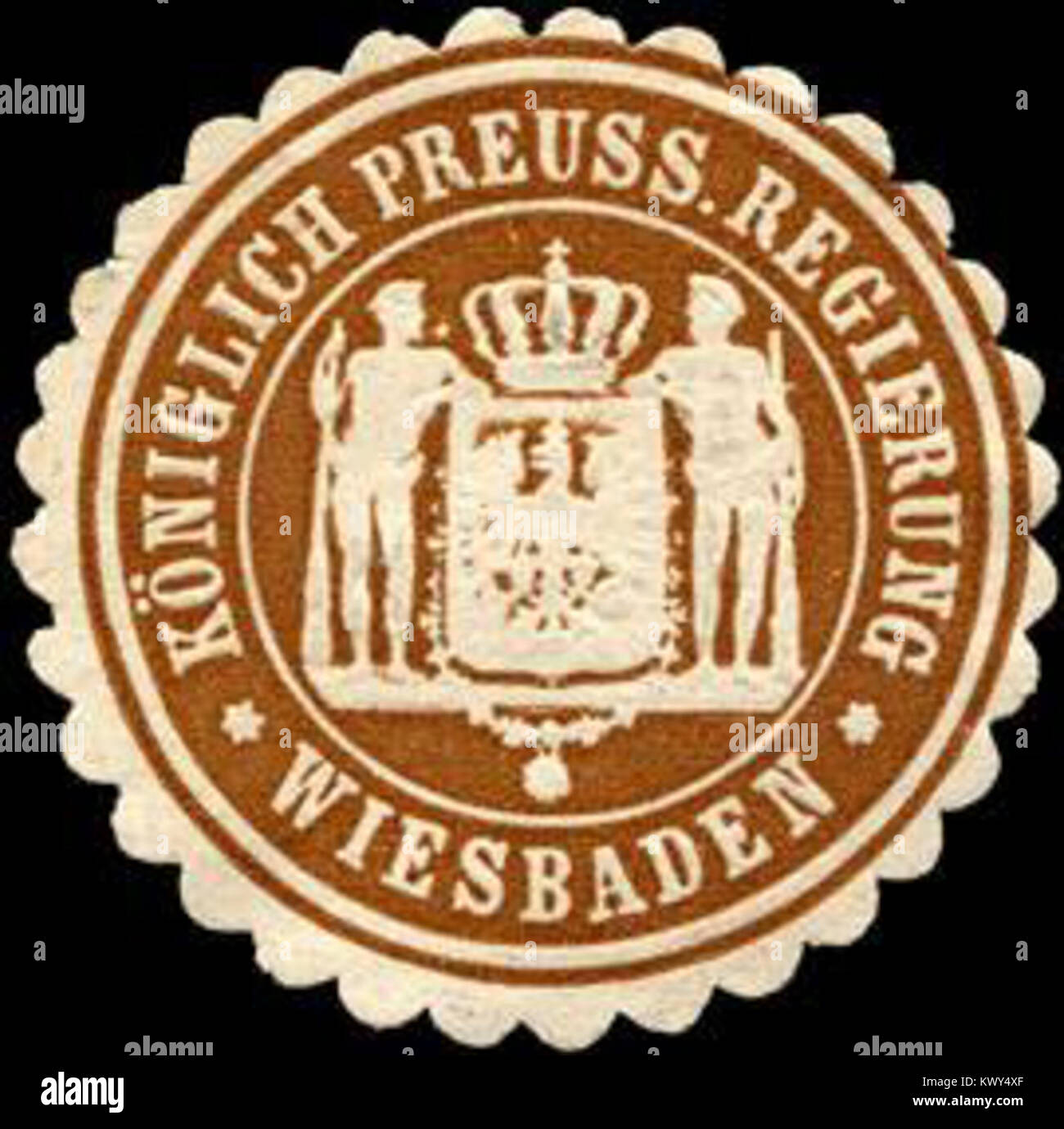 An image of a seal from the Royal Prussian Government used in Wiesbaden ...