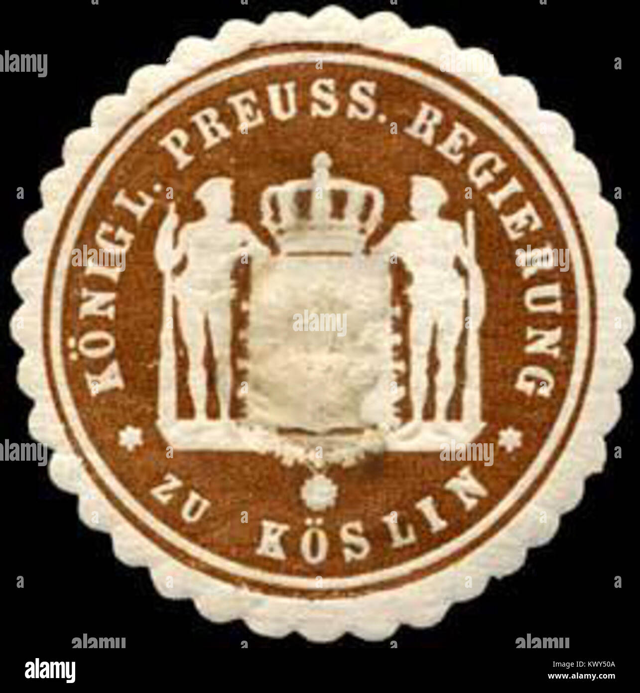 A seal mark from the Royal Prussian Government in Cöslin, part of the ...