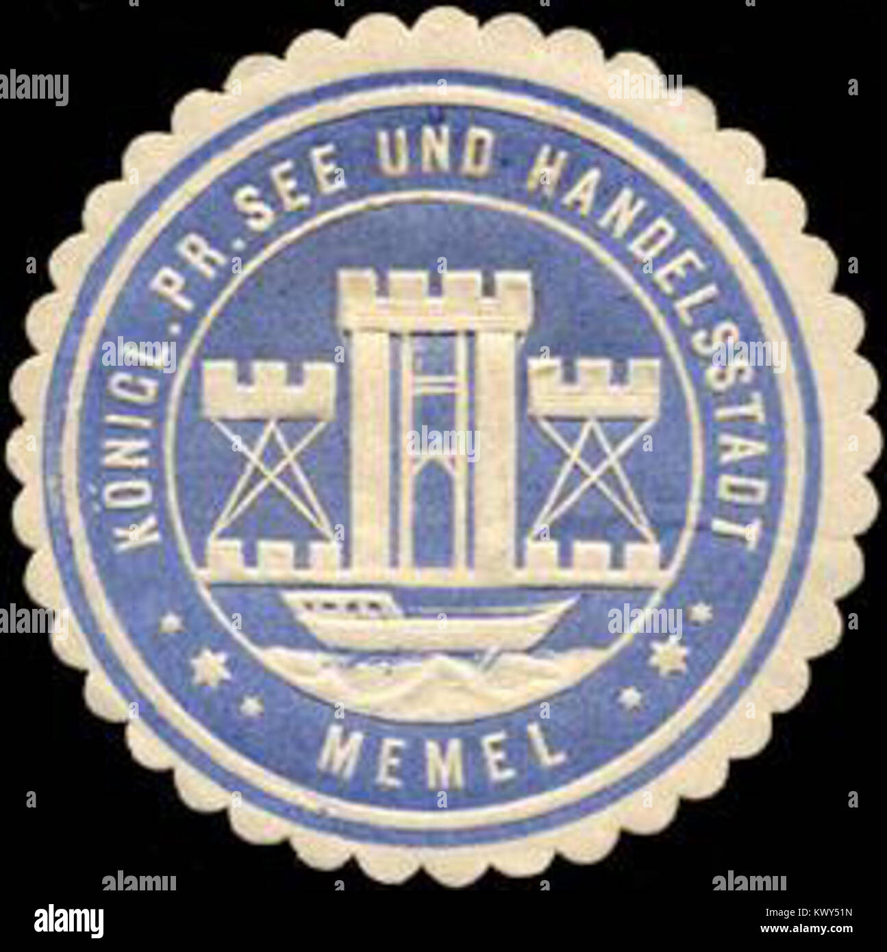 A seal used by the Royal Prussian Sea and Trading City of Memel ...