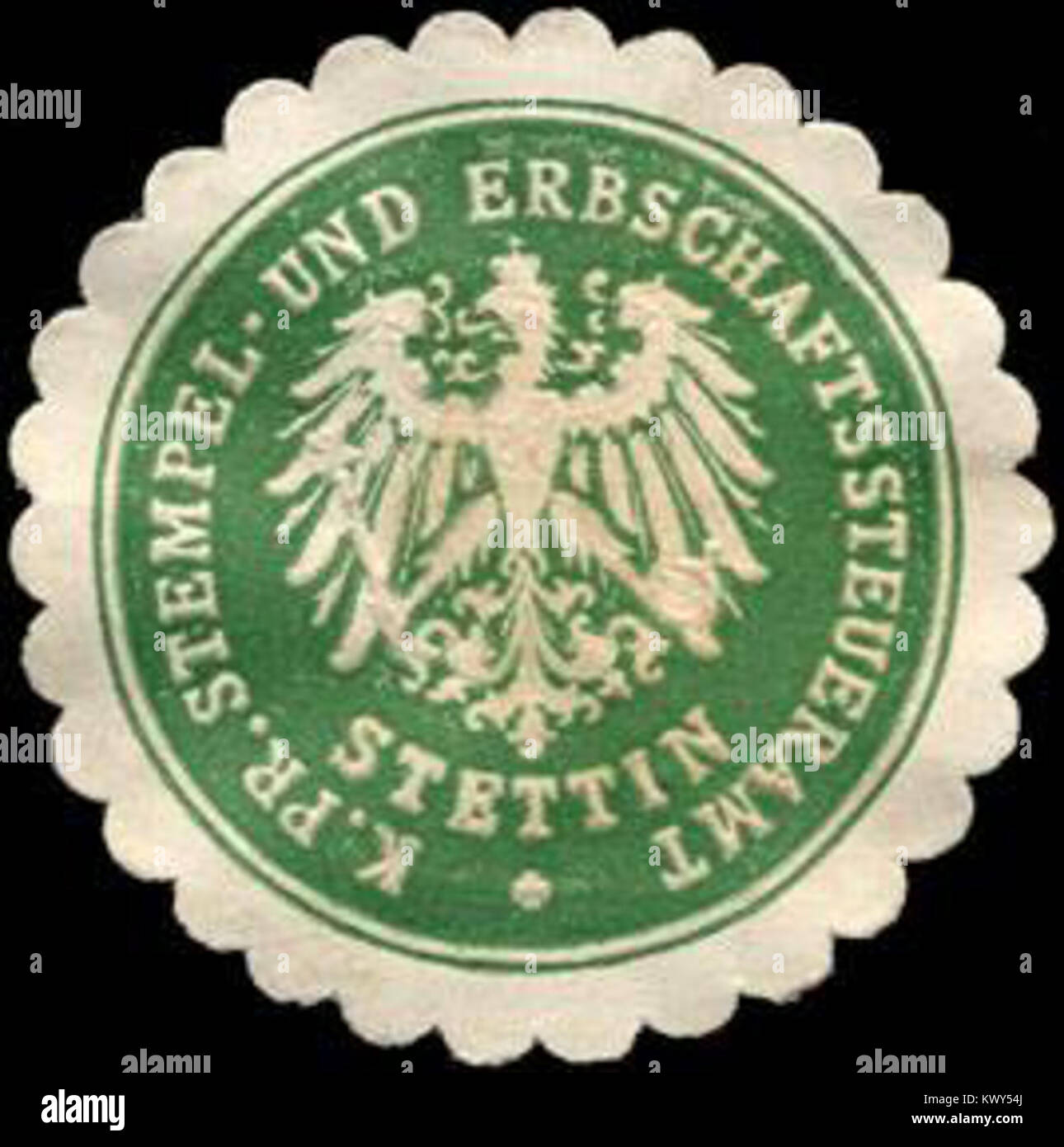 This seal represents the Royal Prussian Stamp and Inheritance Tax ...
