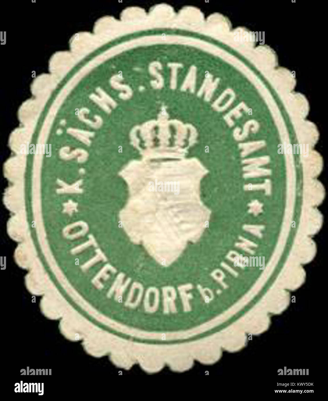 A seal from the Royal Saxon Civil Registry, dated from Ottendorf near ...
